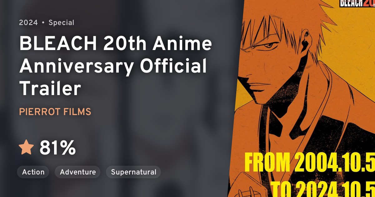 BLEACH 20th PV (BLEACH 20th Anime Anniversary Official Trailer) · AniList