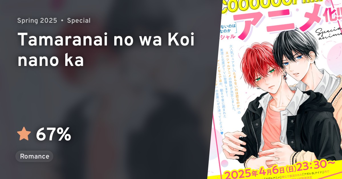 Tamaranai no wa Koi nano ka · AniList