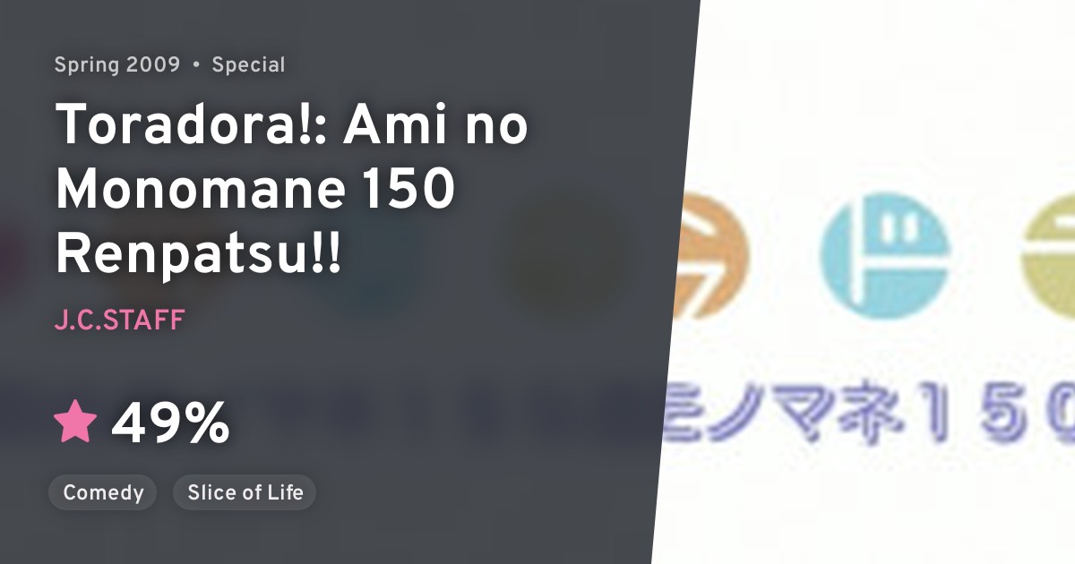 Toradora!: Ami no Monomane 150 Renpatsu!! · AniList