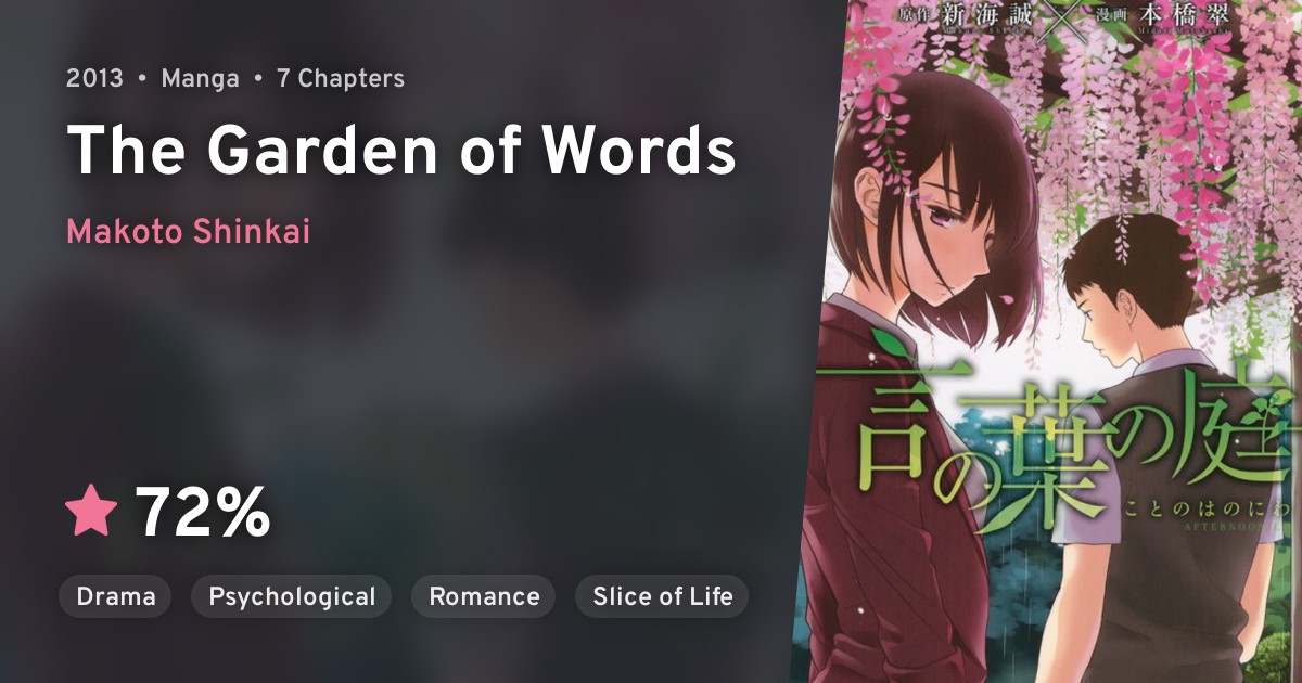 Kotonoha No Niwa The Garden Of Words · Anilist