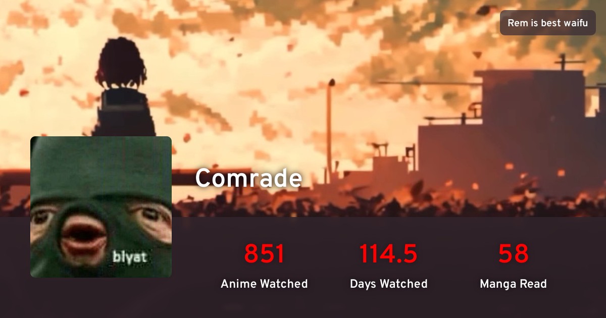 Comrade's profile · AniList